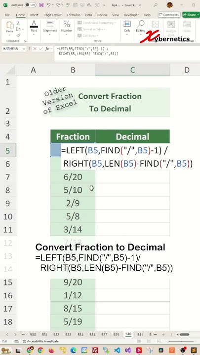 How to convert fraction to decimal... for older Excels - Excel Tips and ...