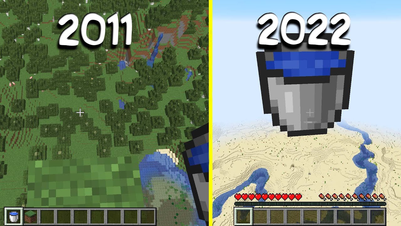 water bucket MLG in 2011 vs now in minecraft 😨 - YouTube