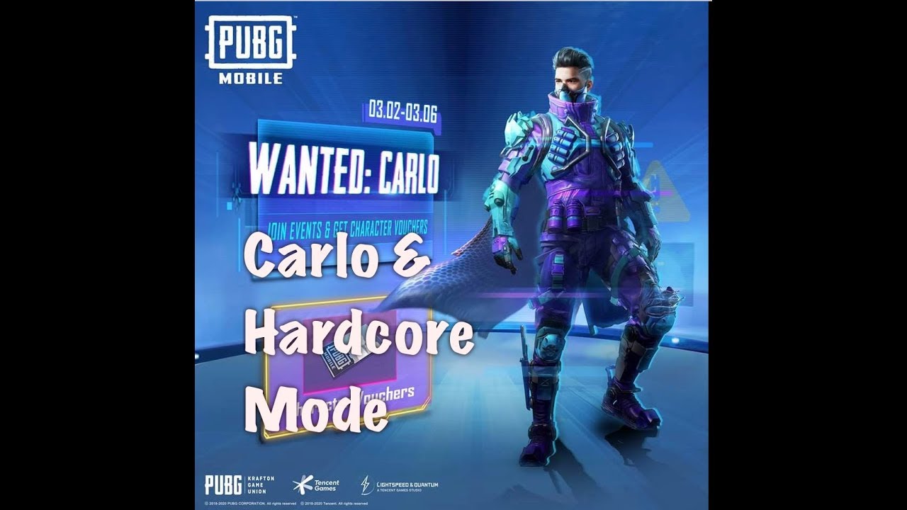 Pubg mobile - new character Carlo and Hardcore mode gameplay ! - YouTube