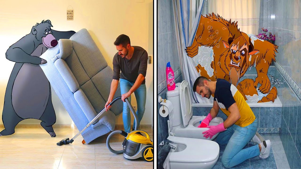 Artist Photoshopped Disney Characters Into His Own Daily Life - YouTube
