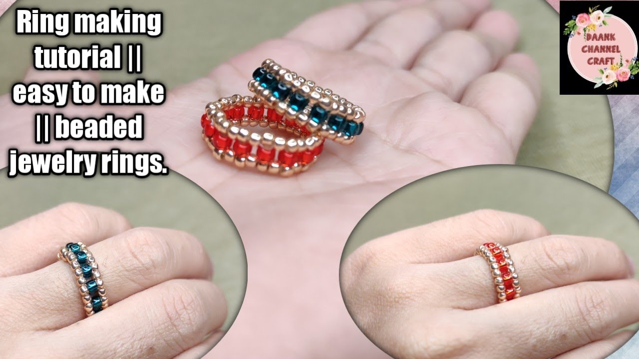 Tutorial on how to make a beaded ring || Diy - YouTube