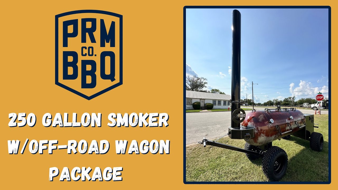 250 Gallon Smoker with golf cart wagon package - Barbecue Pit - YouTube