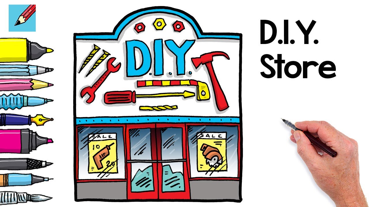 How to Draw a DIY Store Real Easy - YouTube