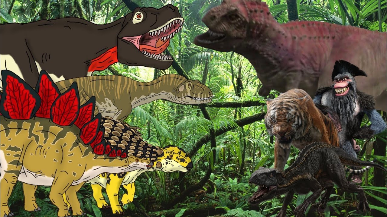 Stegosaurus, Ankylosaurus, Polar Allosaurus And Tyrannosaurus Rex Vs ...