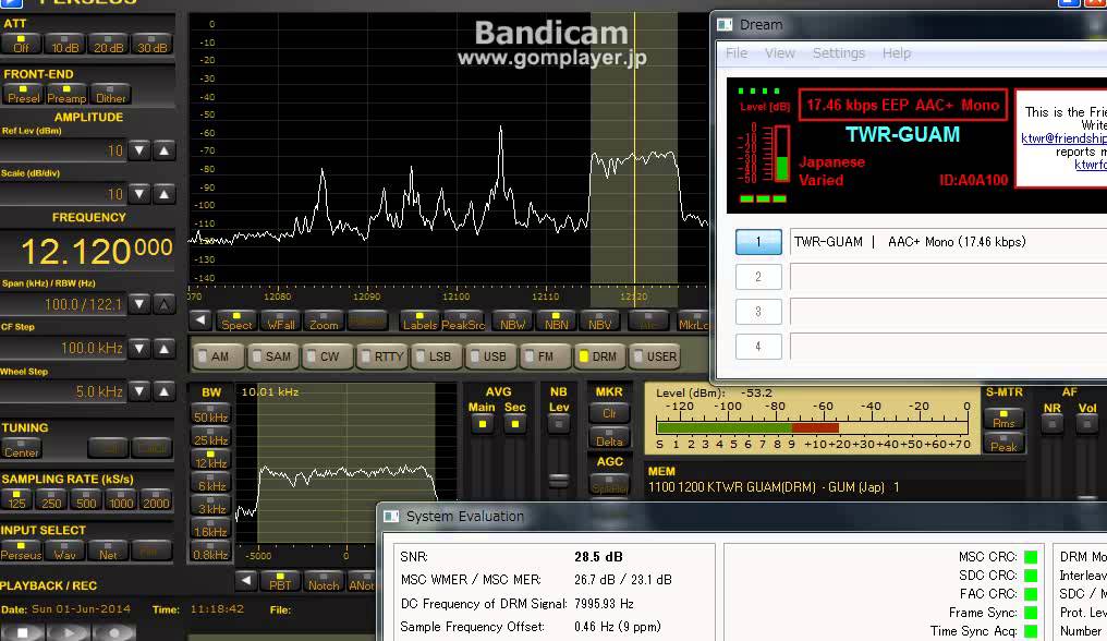12120kHz KTWR DRM test Perseus / FDM SW2 - YouTube