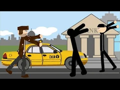 Homeless Man With Taxi vs Theif With Stickman Fighting - Drawing ...