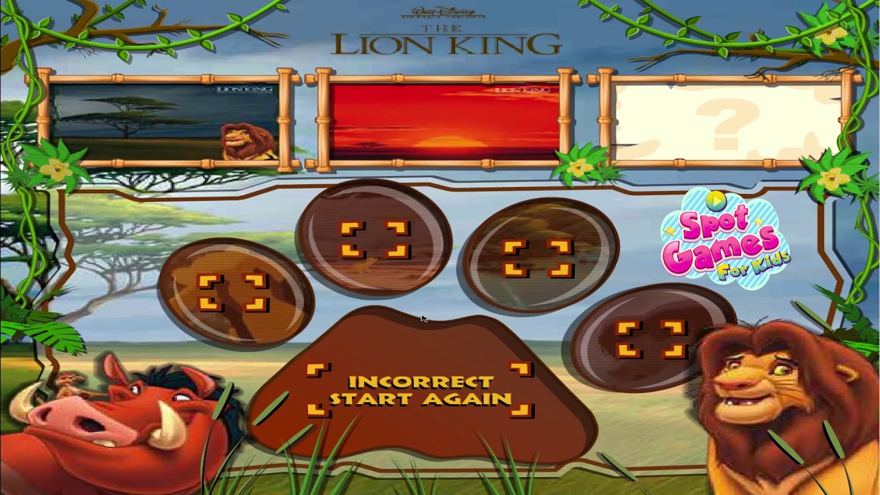 Lion King memory Gameplay | Spot games for Kids - YouTube