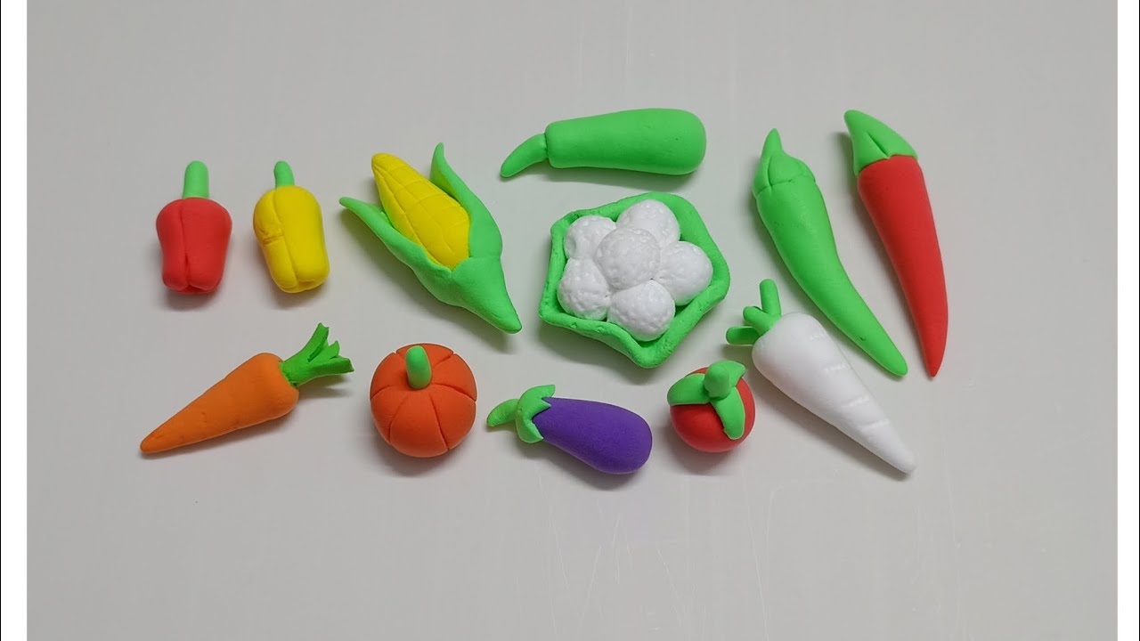 10 vegetables made of clay // How to Make vegetables with clay 🥕🍆 - YouTube