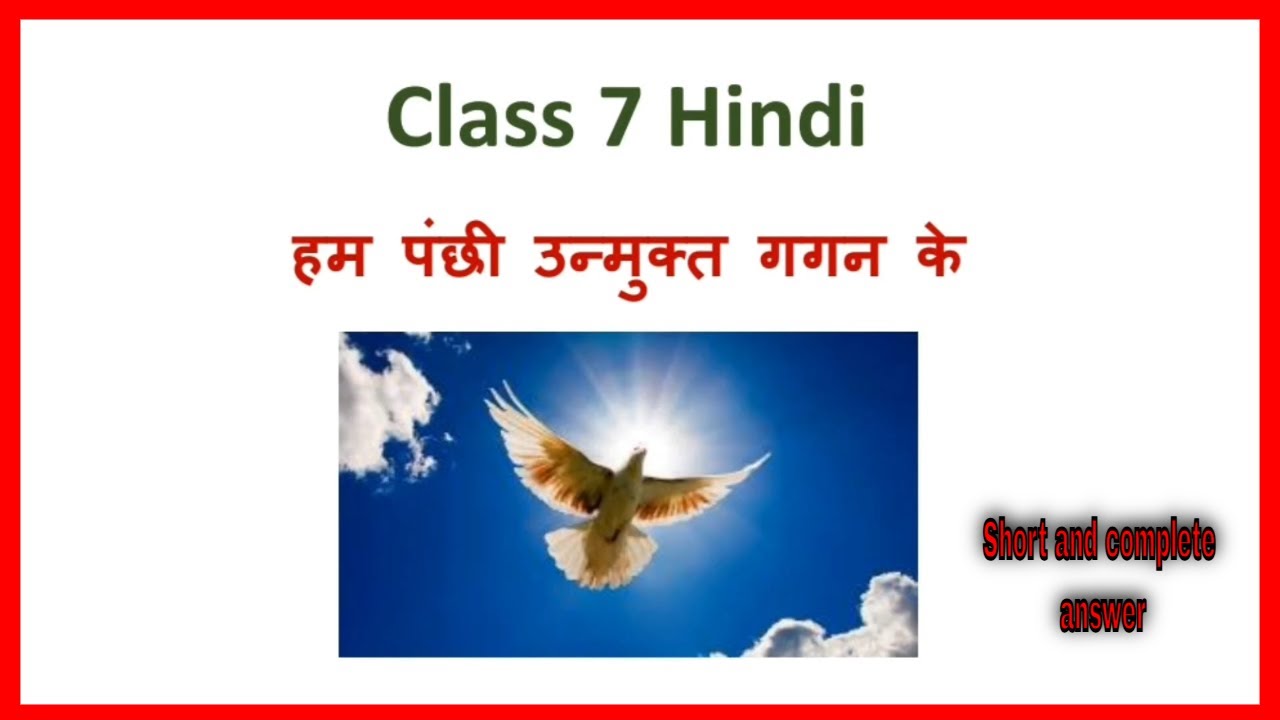 hum panchi unmukt gagan ke question answer | class 7 hindi chapter 1 ...