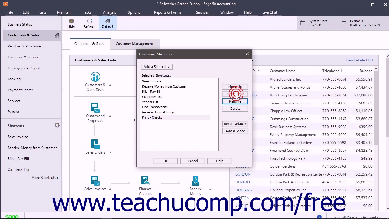 Sage 20 2018 Tutorial Customizing Shortcuts - YouTube