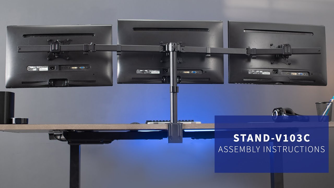 STAND-V103C Flush to Wall Triple Monitor Desk Mount Assembly by VIVO ...