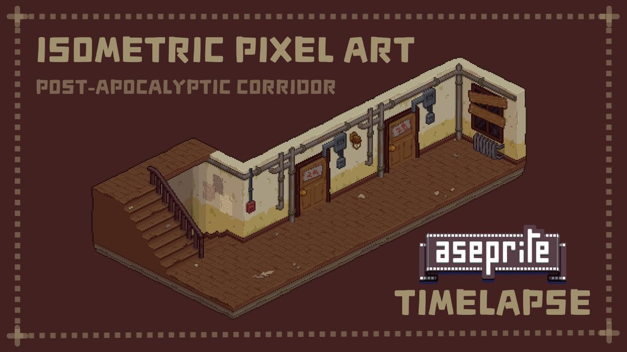 Pixel art - Isometric Post Apocalyptic Corridor Timelapse - YouTube