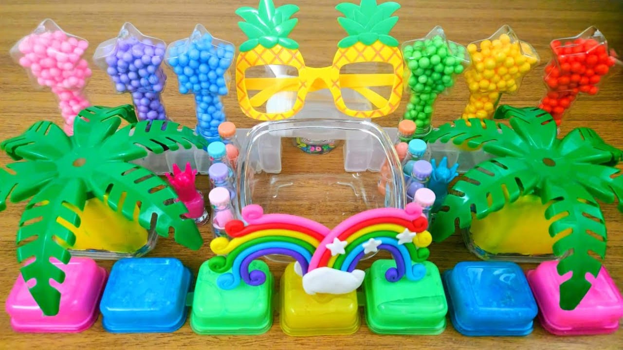 Satisfying Caribe Tropical slime ASMR 2021 - Mixing slime - YouTube