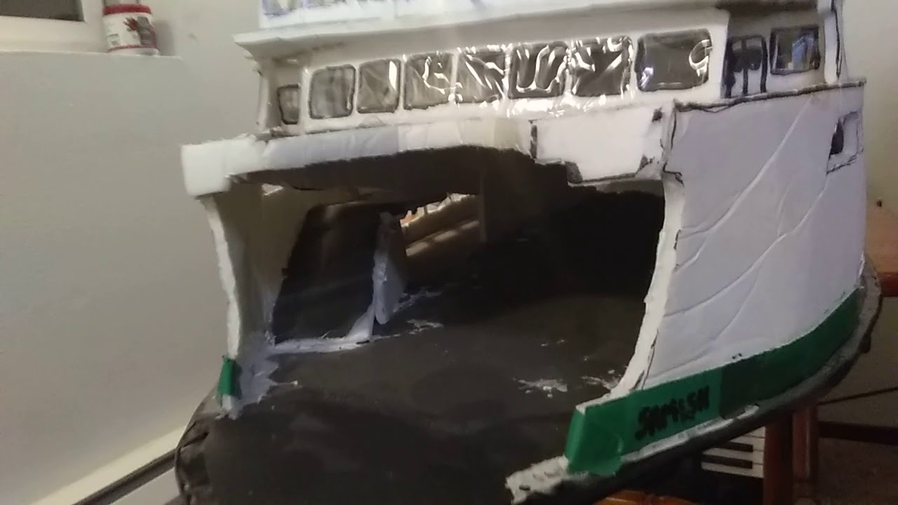 M/V Samish Olympic Class ferry model repairs complete - YouTube