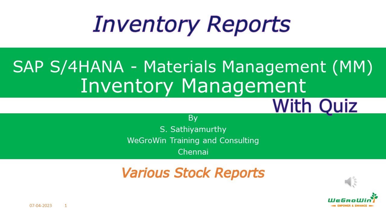 SAP MM | Inventory Reports in S/4HANA | Standard Reports for Inventory ...