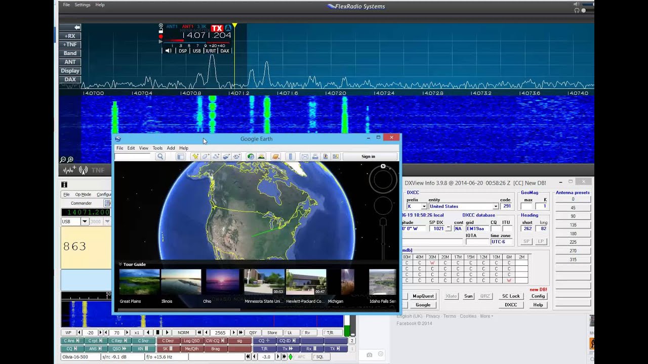 DXview with SmartSDR , Commander, Fldigi, Google Earth integrated ...