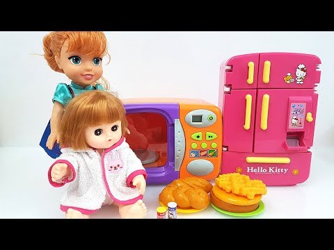 Hello Kitty Baby Doll Kitchen Car Surprise Eggs and Food Toys Play