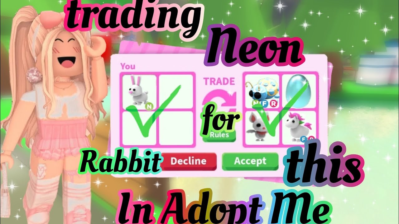 Trading neon Rabbit In Adopt me😍🤯😎 - YouTube