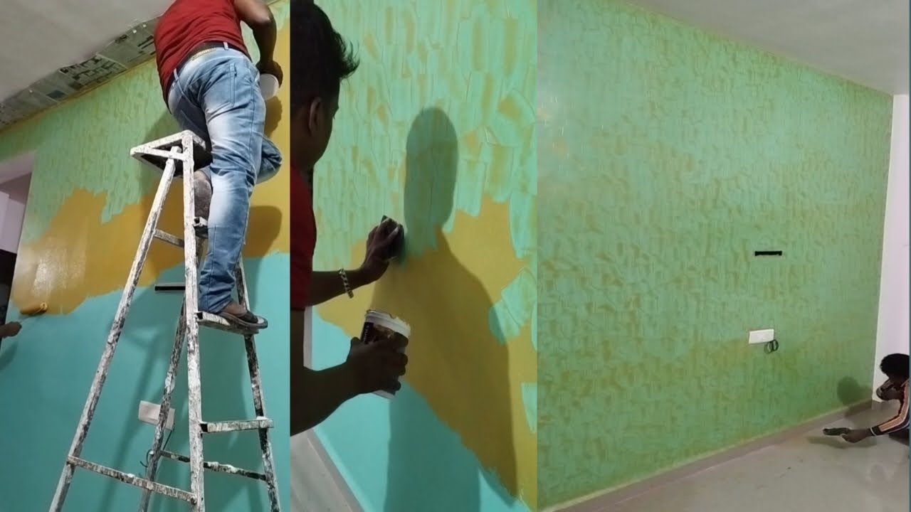 Asian paints royal play spetula texture design//gold colour - YouTube