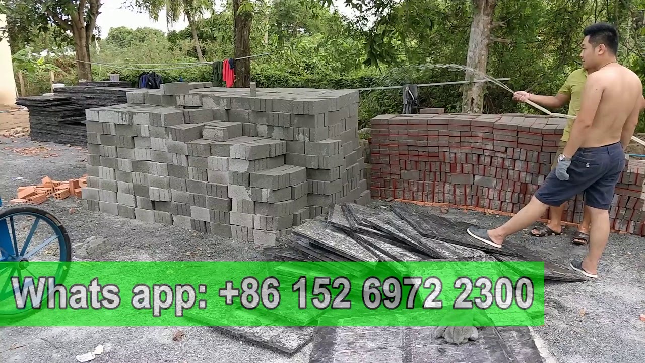how to curing concrete hollow block and color face paving brick - YouTube