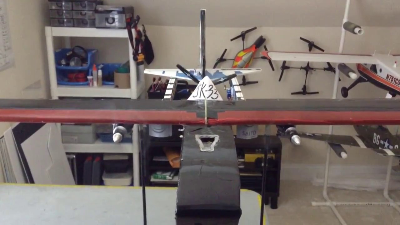 Scratch built 3 motor twin boom JK-33 - YouTube