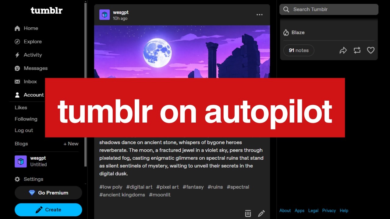 TUMBLR BOT generates content without you having to lift a FINGER - YouTube