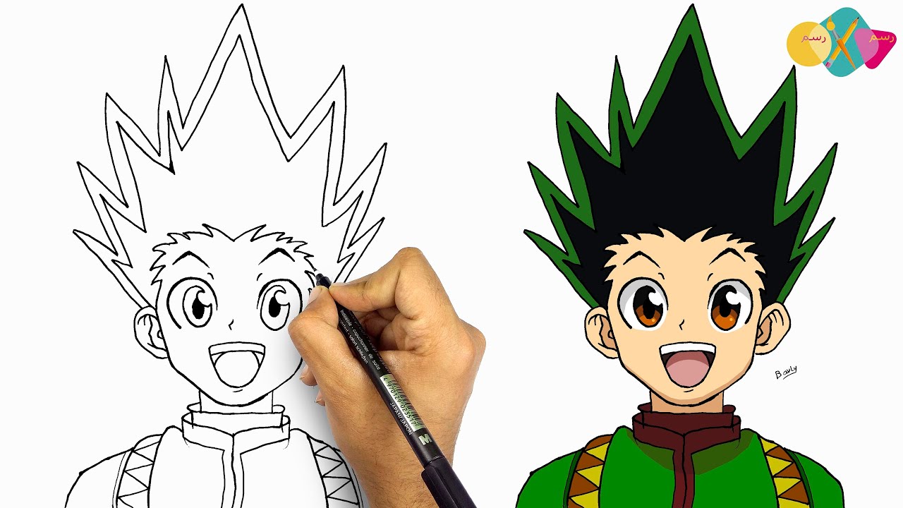 رسم انمي سهل جدا للمبتدئين تعلم كيف ترسم غون انمي القناص تعليم