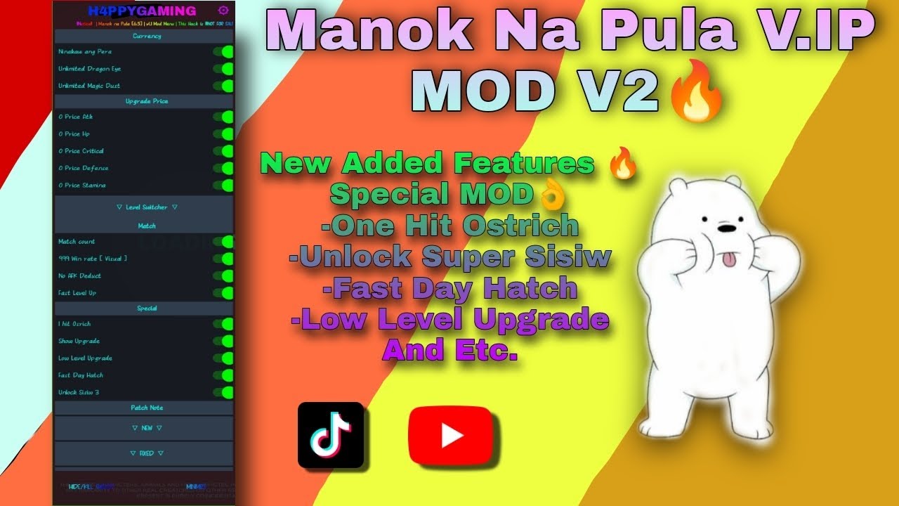 Manok Na Pula Vip Mod Menu V2 New Added Features with Unlimited Money ...