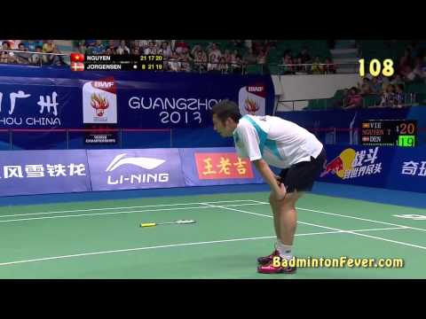 Dramatic end of match - Jan O. Jorgensen vs Nguyen Tien Minh - World Championships 2013