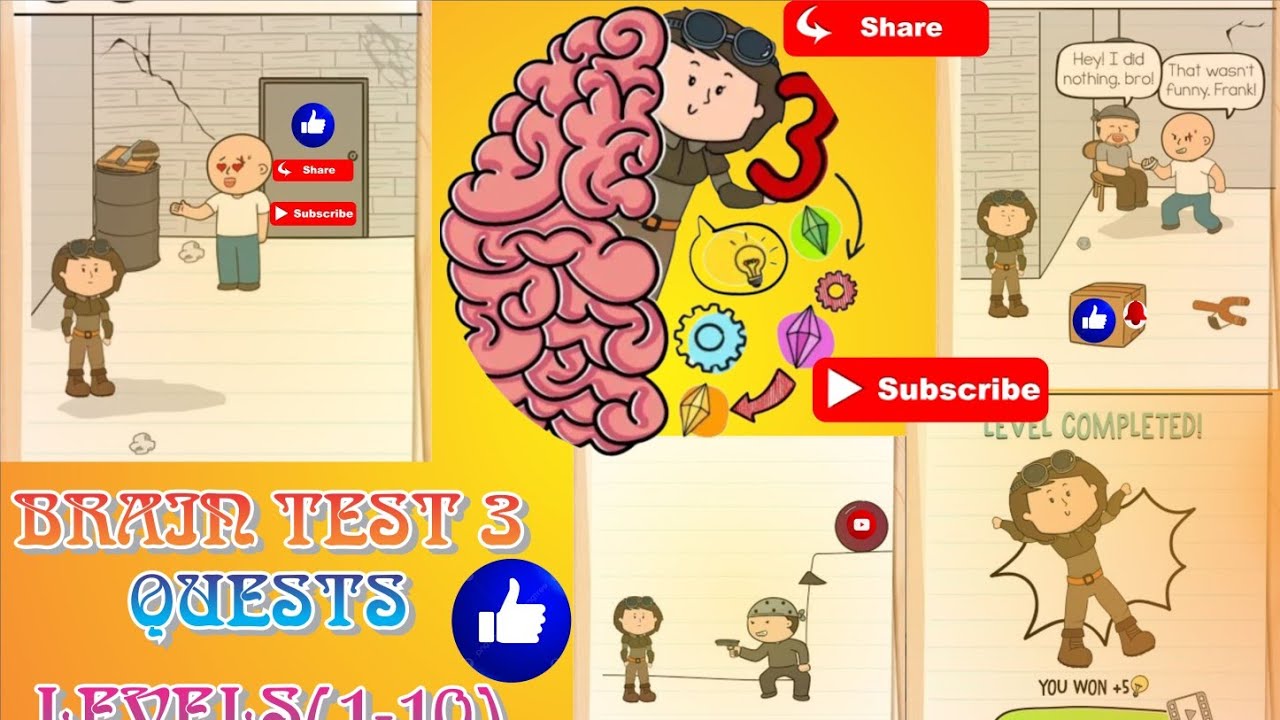 Brain Test 3 : Tricky Quests Level 1-10 Solution - YouTube