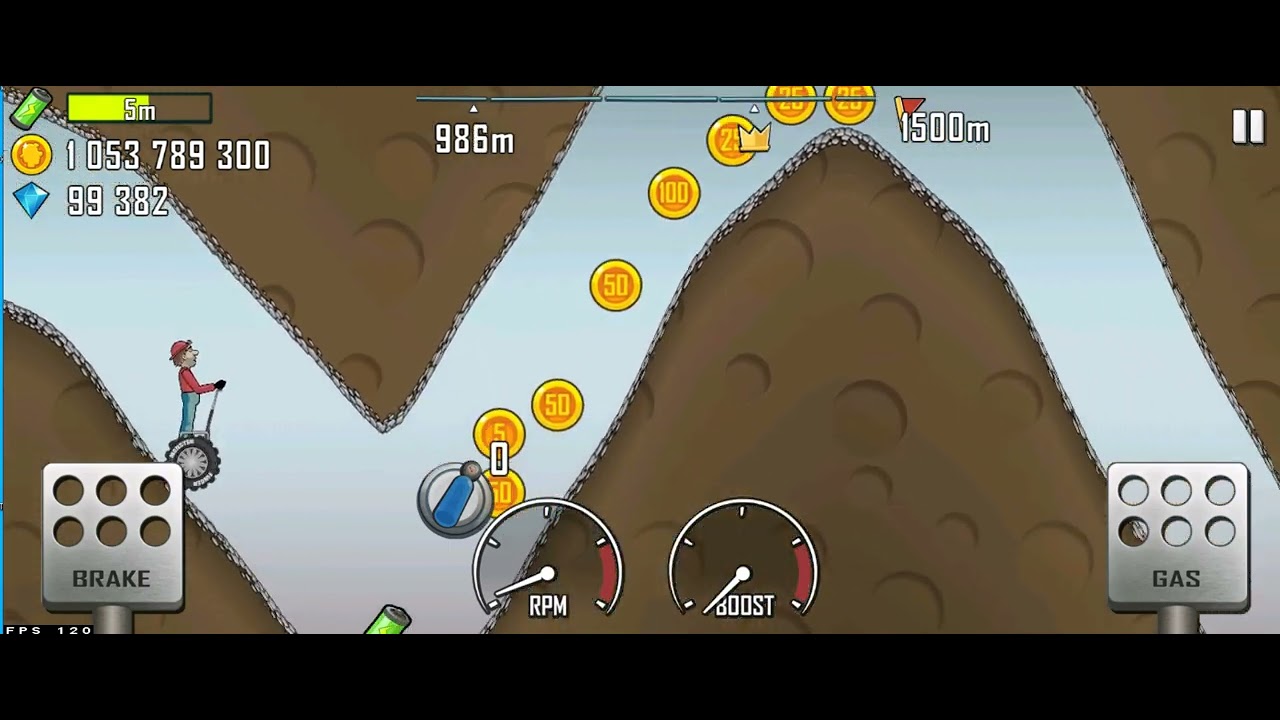 [World Record] Hill Climb Racing 1.36.0 (120 fps): Onewheeler + Cave ...