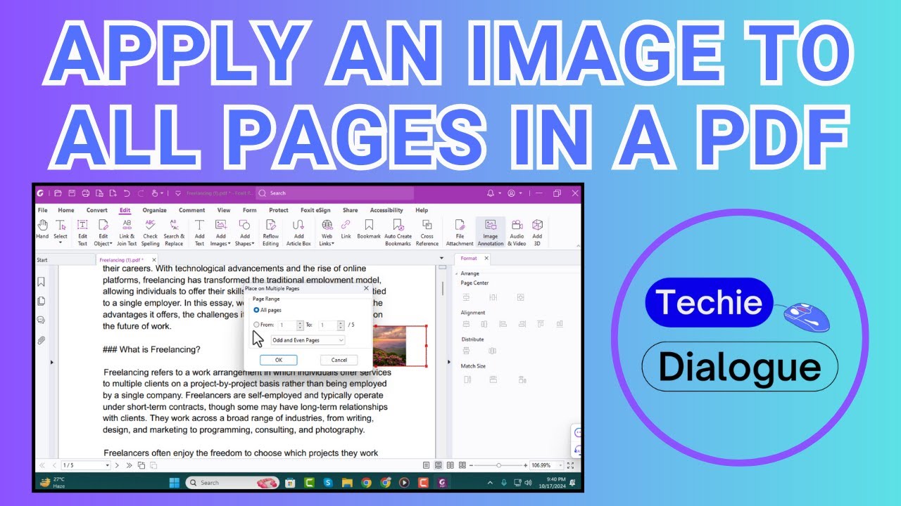 How to Apply an Image to All Pages in a PDF - YouTube