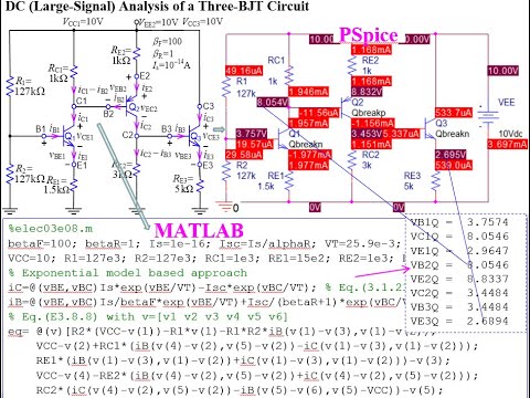 DC Analysis of a Three-BJT Circuit Using MATLAB and PSpice - YouTube