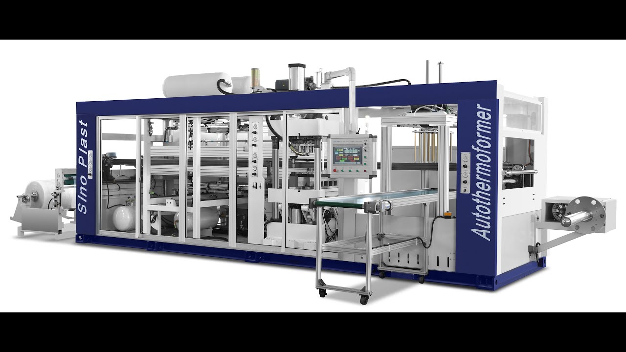 multi 3 stations thermoforming machine for food packaging - YouTube