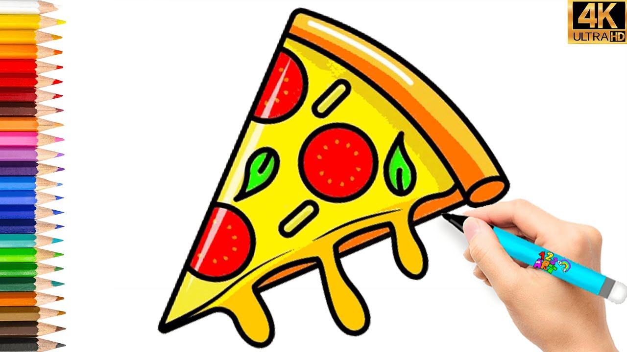 PIZZA DRAWING 🍕HOW TO DRAW PIZZA EASY 😍DRAWING PICTURES 🌈EASY DRAWINGS ...