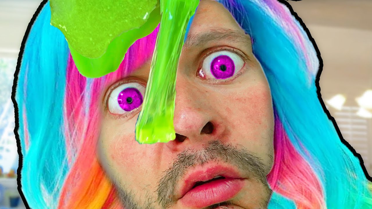 SLIME Stuck on Head! - I Grow RAINBOW HAIR? - YouTube