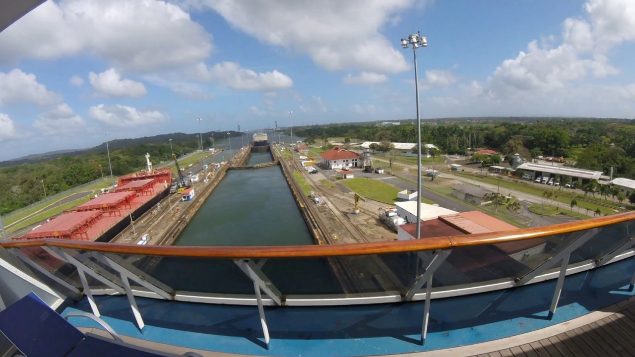 Panama Canal Gatun Locks Entering Lake Rear View - YouTube