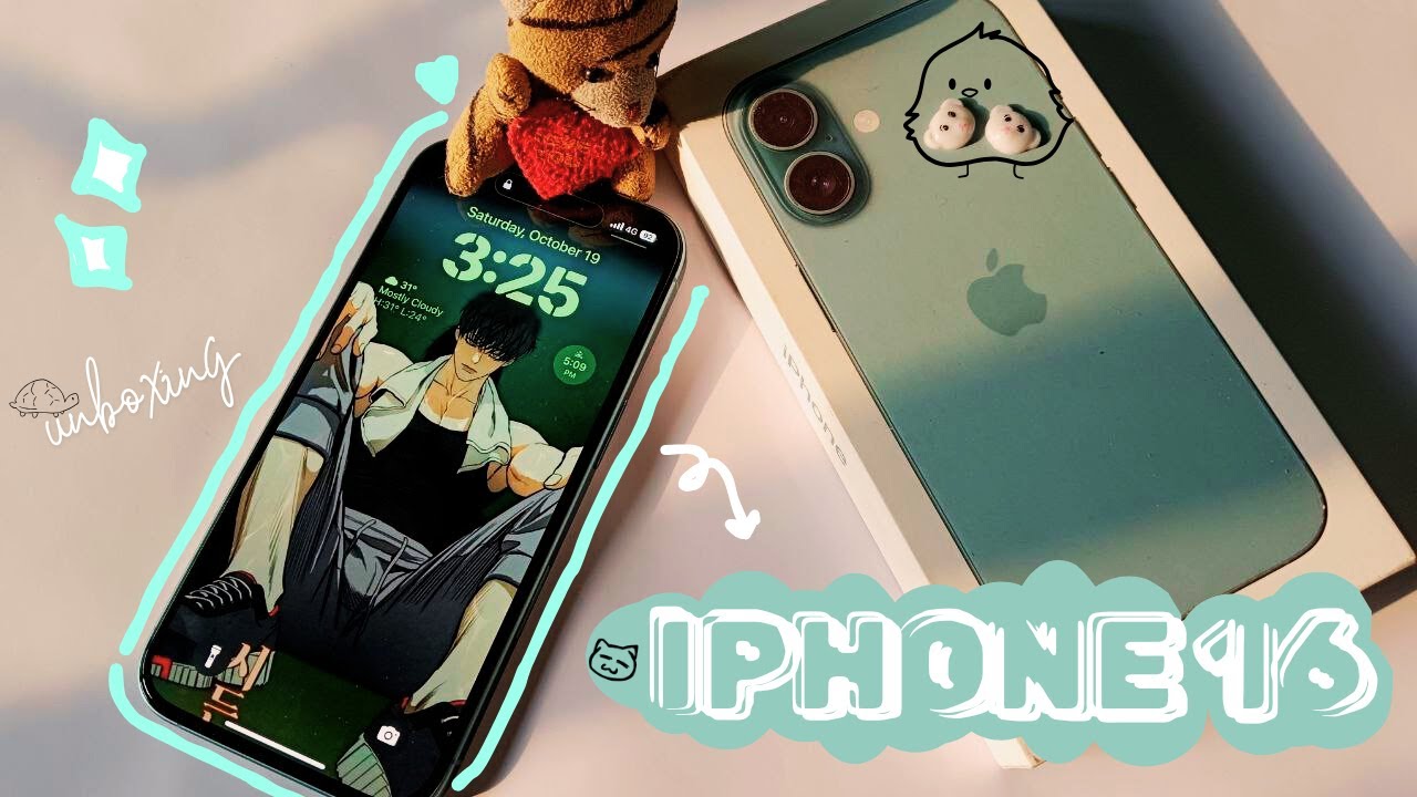 iphone 16 aesthtic (teal) 256 gb💕, customization + accessories ...