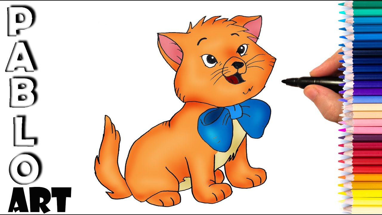 How to draw cat Toulouse from The Aristocats | Learn to Draw step by ...