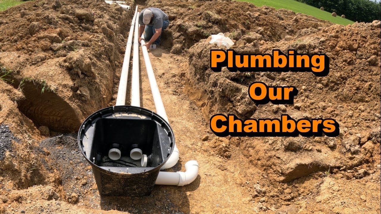 Plumbing Our Septic Tanks and Chambers - YouTube