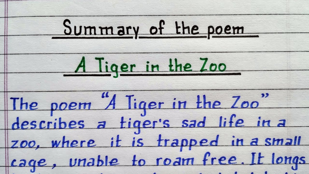 A Tiger in the Zoo | summary of the poem | @NotesLibrary - YouTube