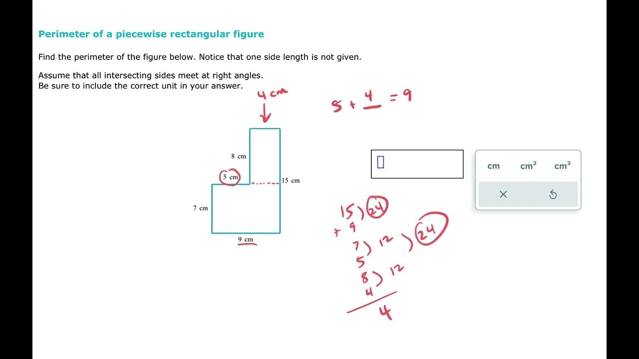 Perimeter of a piecewise rectangular figure (ALEKS examples) - YouTube