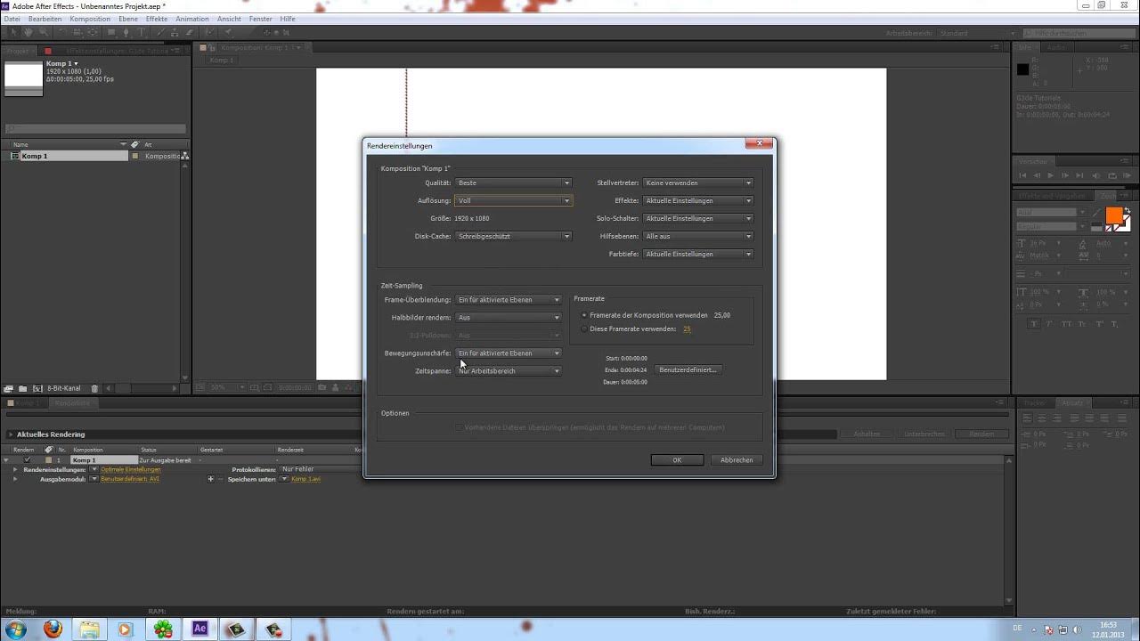 Rendern - After Effects Tutorial - YouTube