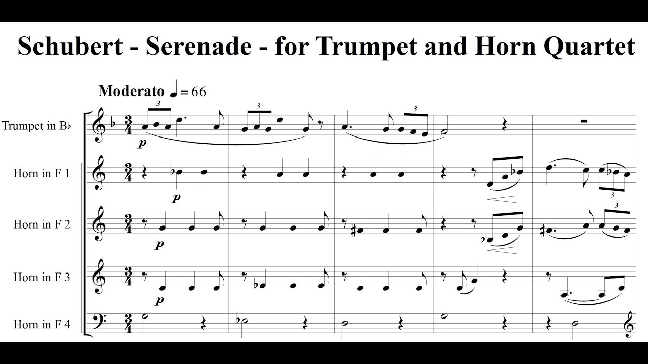Schubert - Serenade - for Trumpet and Horn Quartet - YouTube
