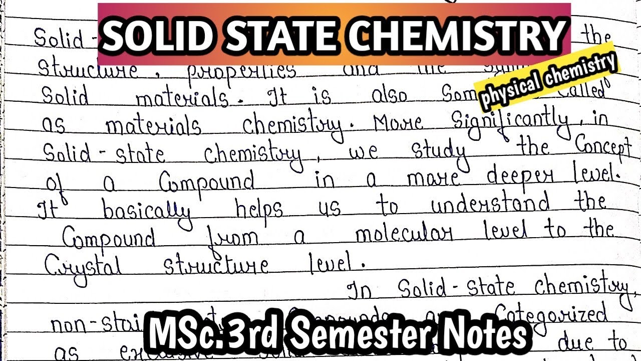Solid State Chemistry |Physical Chemistry |MSc.3rd Semester Notes ...