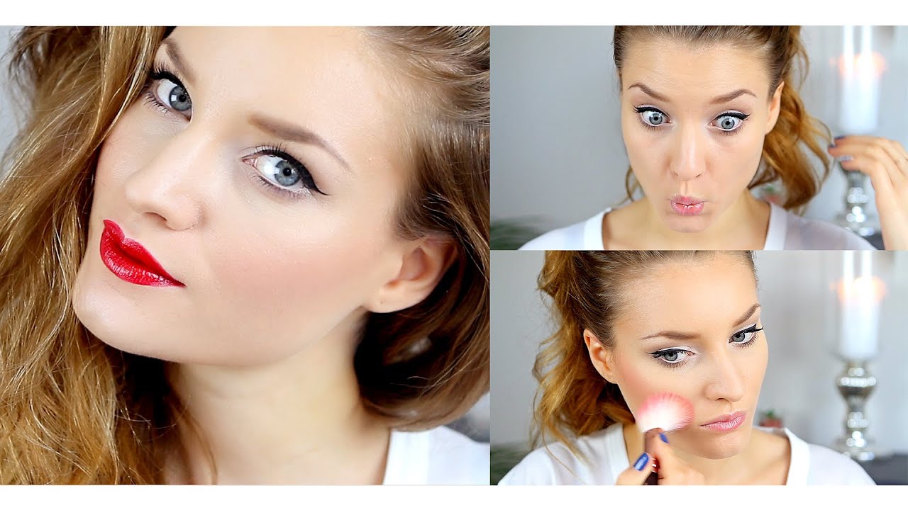 Easy Everyday Makeup With A Classic Red Lip - YouTube