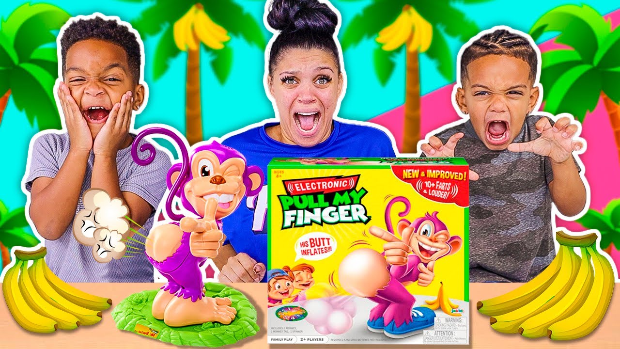 Kyrie & DJ Plays Pull My Finger Monkey Fart Game | DJ's Clubhouse - YouTube