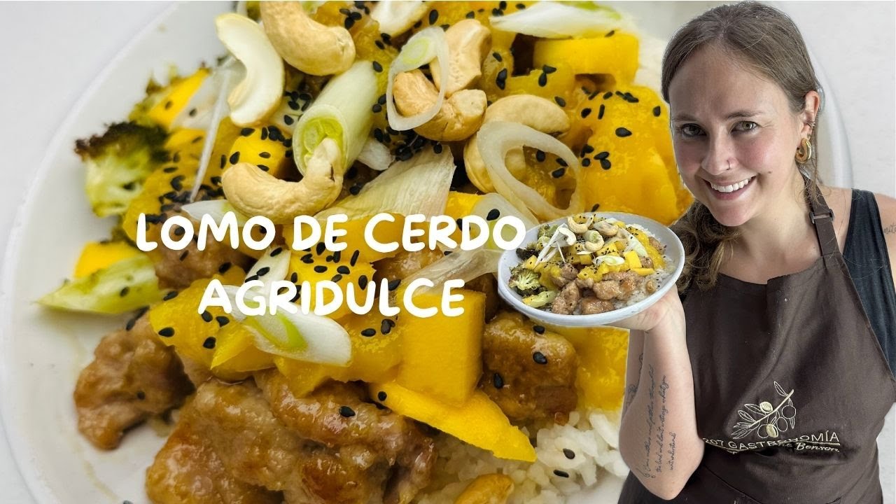 Lomo de Cerdo Agridulce | Receta fácil con brócoli, arroz y salsa de ...