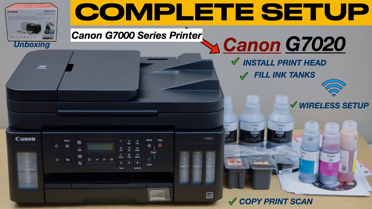 Canon Pixma G7020 Setup, Install Printhead & Ink, Wireless Setup, Canon ...
