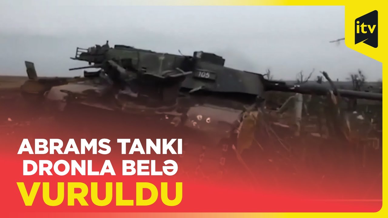 Amerikanın Abrams tankının Avdeyevkada FPV dronundan istifadə edərək məhv edilməsinin ...